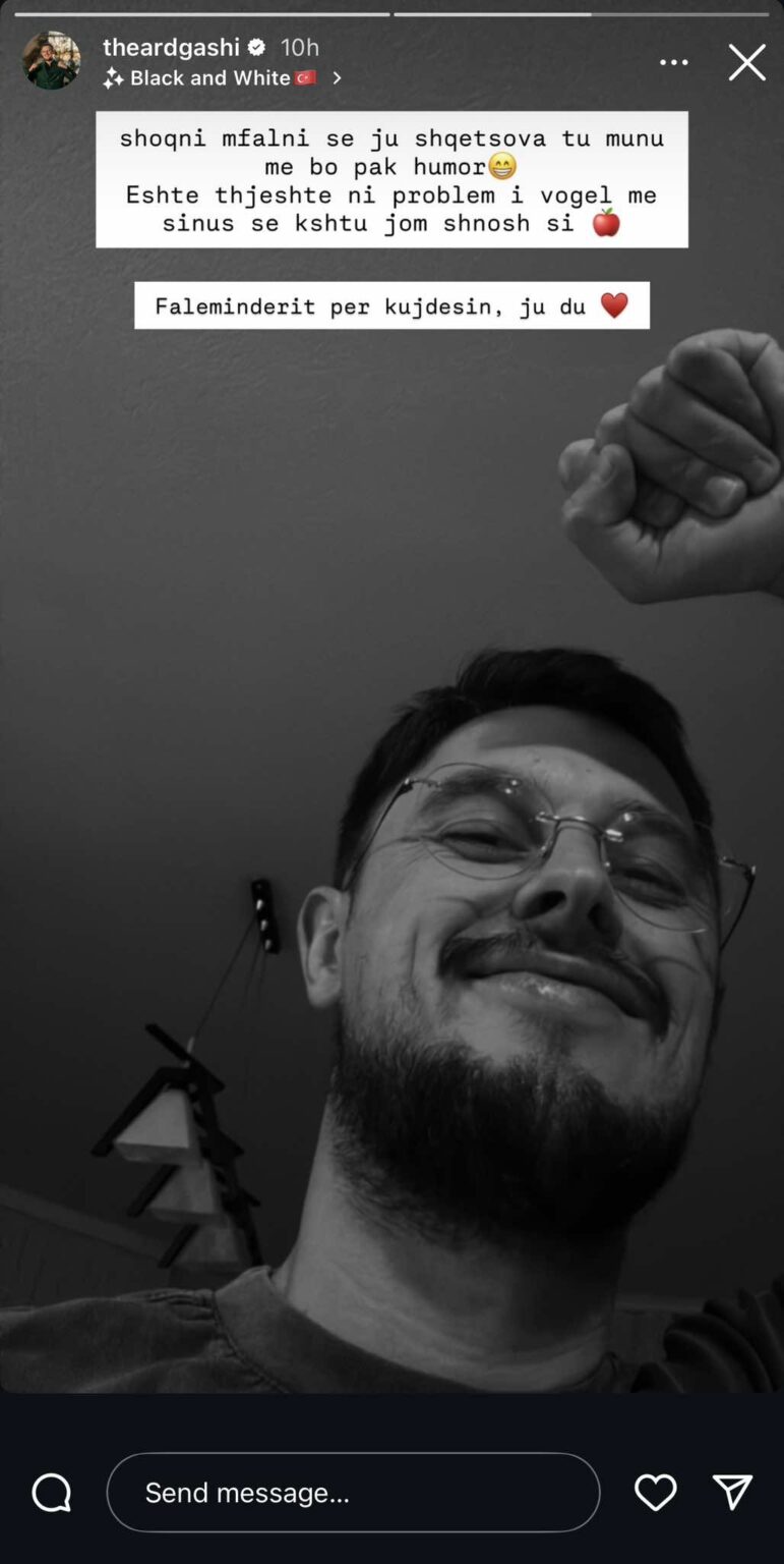 Sëmuret Ard Gashi, shqetësohen ndjekësit