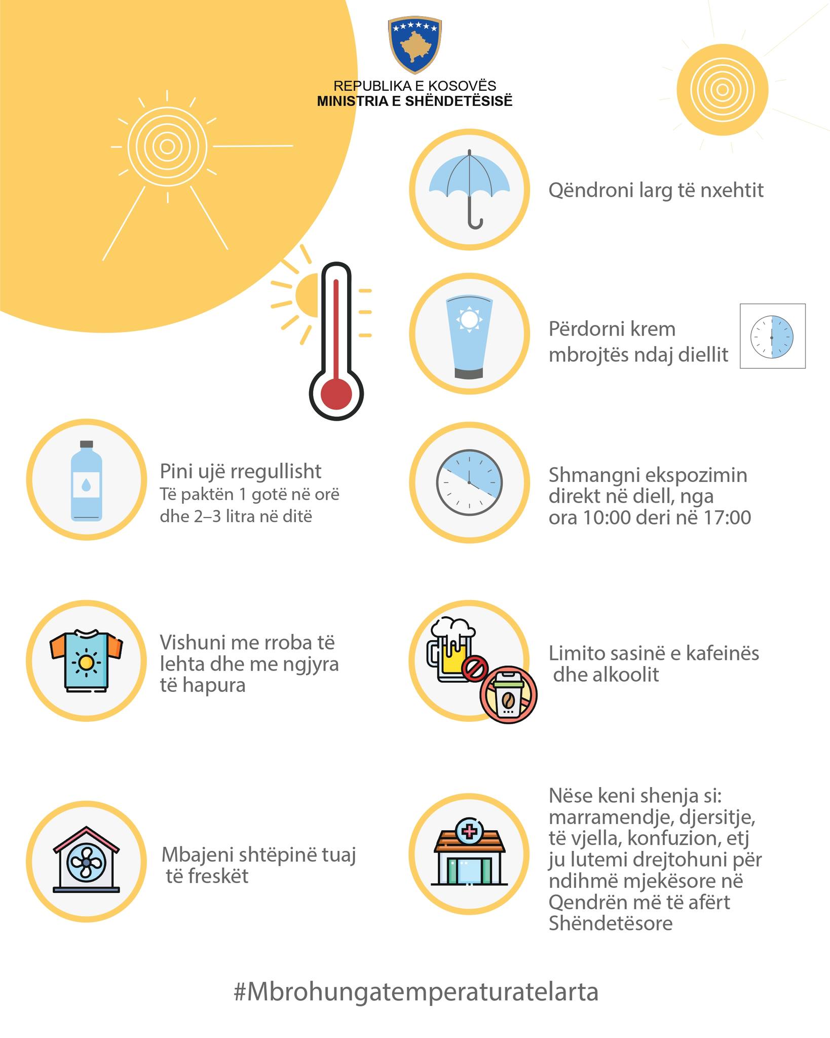 Temperatura ekstreme, Ministria e Shëndetësisë me thirrje për qytetarët